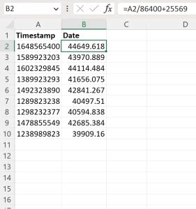 Excel How To Convert Unix Timestamp To Date