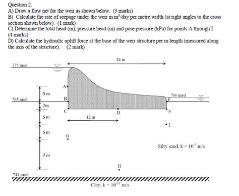 Solved Question A Draw A Flow Net For The Weir As Shown Chegg