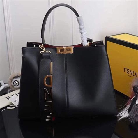 Fendi Peekaboo Black Color Tote Bag TheLuxuryTag