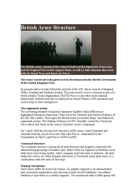 British Army Structure Division Military British Army
