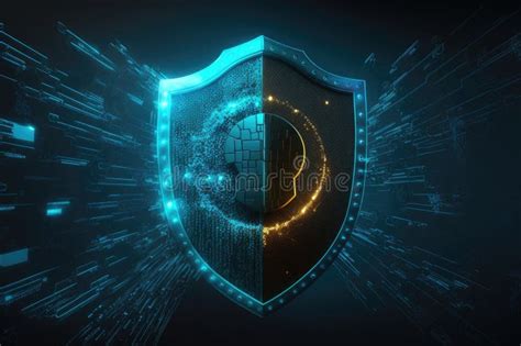 Cyber Security Concept Shield With Binary Code Stock Illustration