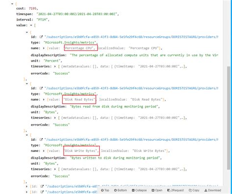 Azure How To Get Multiple Vm Metric Percentage Cpu Diisk Read Operationssec Memory Etc
