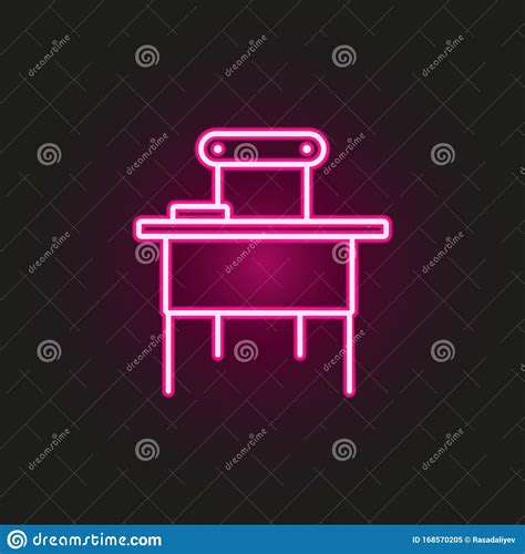 School Table Neon Style Icon Simple Thin Line Outline Vector Of