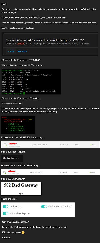 Issues With Haos With Nginx Potential Ip Mismatch Home Assistant Os Home Assistant Community