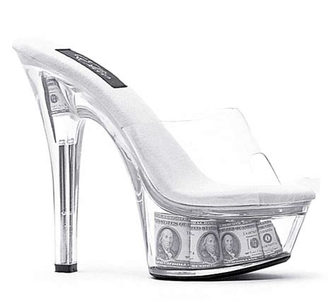 Sexy Stripper Dancer Cash Money Clear Mule Platform High Heels Shoes