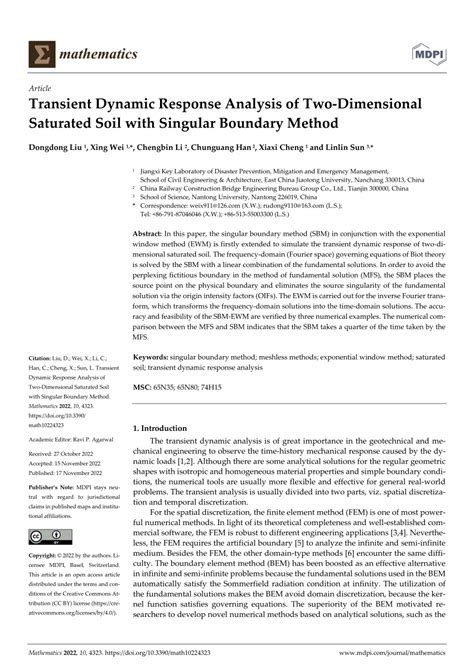 Pdf Transient Dynamic Response Analysis Of Two Dimensional Saturated