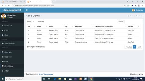 Court Case Management System In Php And Mysql