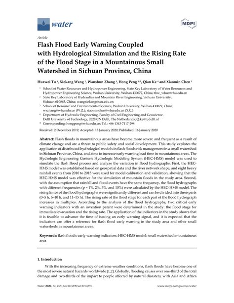 Pdf Flash Flood Early Warning Coupled With Hydrological Simulation And The Rising Rate Of The