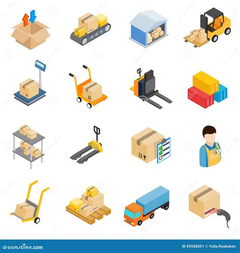 Warehouse Logistic Storage Icons Set Stock Vector Illustration Of