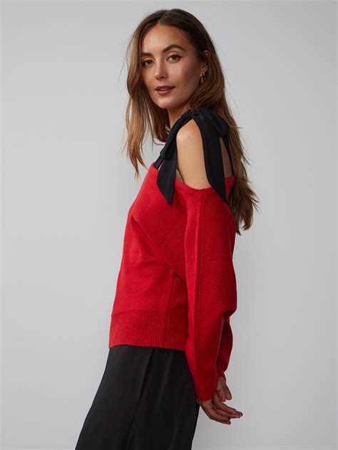 Long Sleeve Velvet Bow Sweater New York And Company