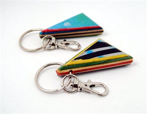 Recycled Skateboard Keychain Upcycled Wood Key Chain Handmade From