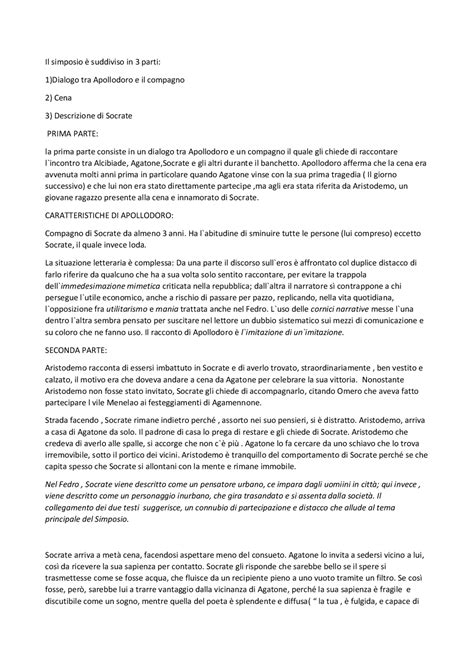 Analisi E Riassunto Del Simposio Di Paltone Docsity
