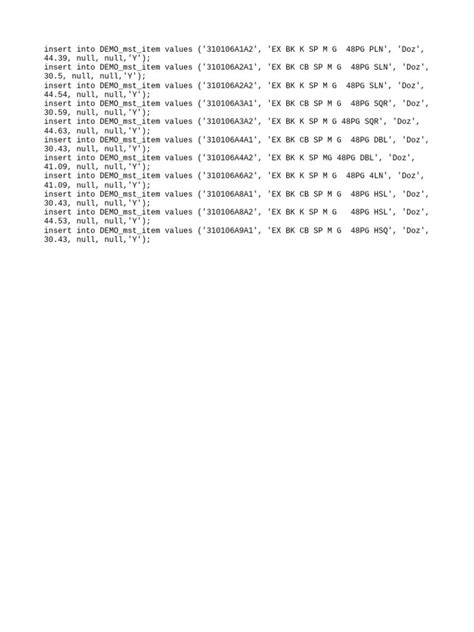Class Note Item Master Data Pdf
