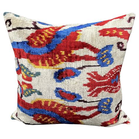 Velvet Silk Ikat Pillow Cover For Sale At 1stdibs