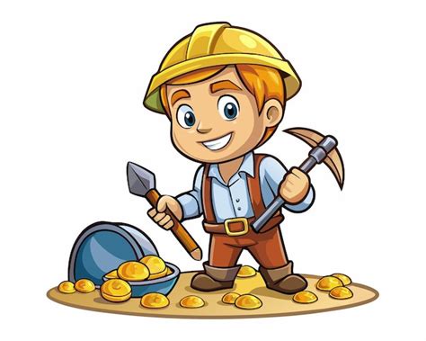 Hombre lindo minando una moneda de oro con pico Una ilustración de