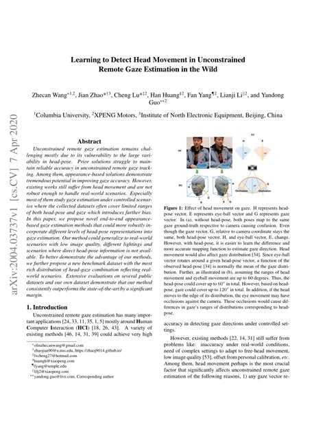 pdf learning to detect head movement in unconstrained remote gaze