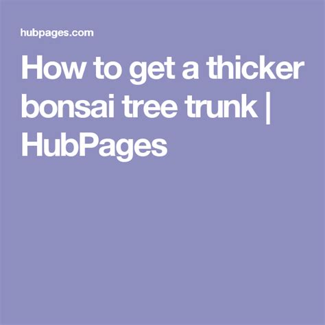 How To Get A Thicker Bonsai Tree Trunk Bonsai Tree Bonsai Pruning