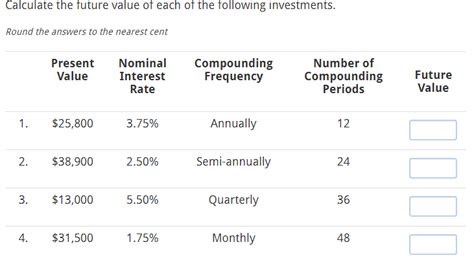 Solved Calculate The Future Value Of Each Of The Following Chegg Com