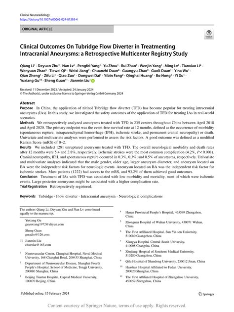 Clinical Outcomes On Tubridge Flow Diverter In Treatmenting Intracranial Aneurysms A