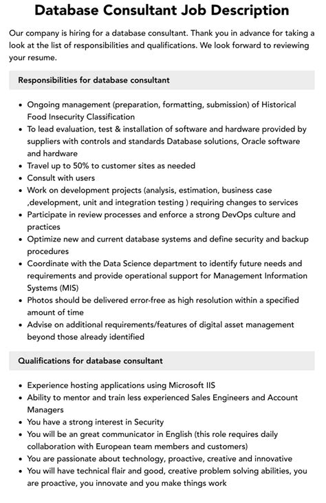 database consultant job description velvet jobs