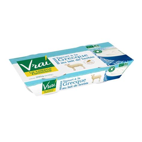 Yaourt à la Grecque au lait de brebis BIO Vrai x g Bam courses Courses en Ligne