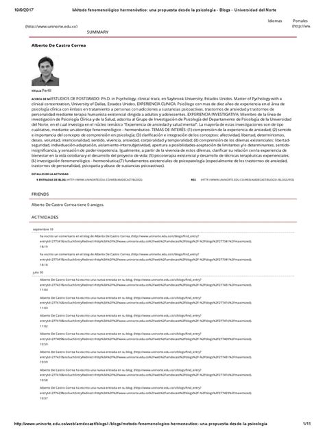 Método Fenomenológico Hermenéutico Aplicado Investigaciòn Pdf