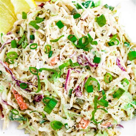Creamy Cabbage Slaw Recipe With Lemon Tahini Dressing