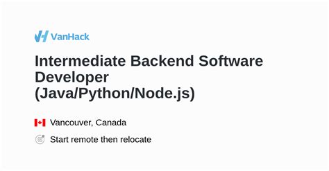 intermediate backend software developer java python node js vanhack