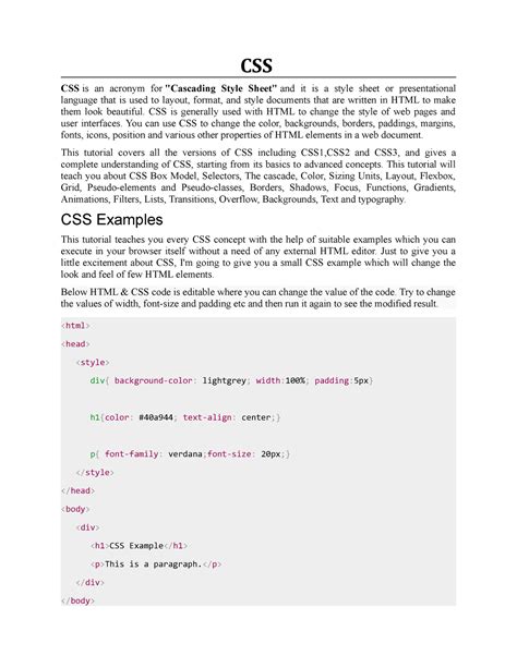 Css Oaql Css Css Is An Acronym For Cascading Style Sheet And It