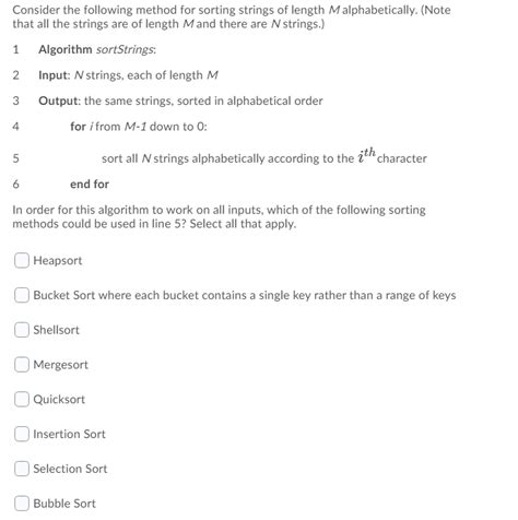 Solved N 3 Consider The Following Method For Sorting Strings