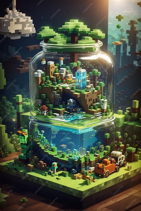 Premium Ai Image Minecraft Ecosystem And Pollution Concept Art