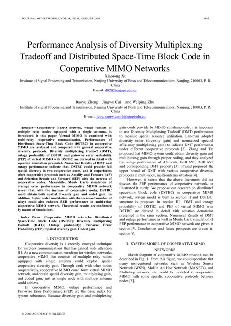 Pdf Performance Analysis Of Diversity And Multiplexing Tradeoff And