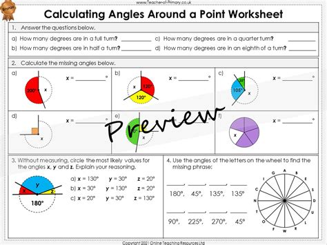 Calculating Angles Around A Point Year Teaching Resources