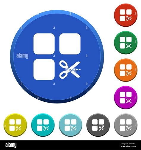 Cut Component Round Color Beveled Buttons With Smooth Surfaces And Flat
