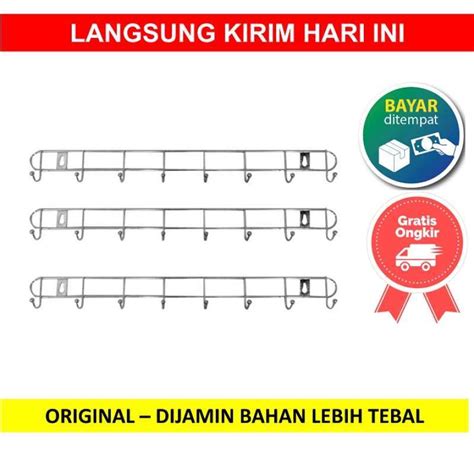 Jual Kapstok Polos Stainless Gantungan Baju Dinding 8 Kait Tembok Kamar