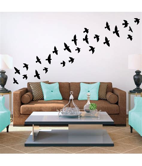 Creatick Studio Free Birds Pvc Vinyl Black Wall Sticker Pack Of 1