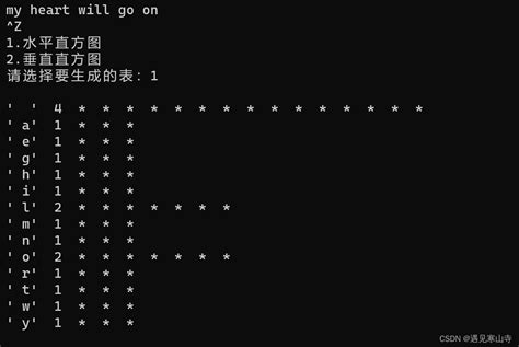 编写一个程序，打印输入中各个字符出现频度的直方图 包括水平直方图和垂直直方图文本模式打印直方图 Csdn博客