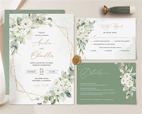 Wedding Invitation Card Green