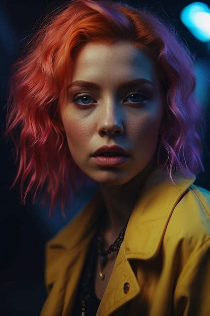 Marginal Neon Effect Girl Premium Ai Generated Image