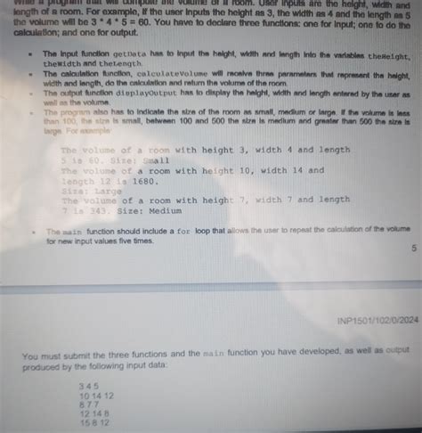 Solved Write A Program That Will Compute The Volume Of A Chegg