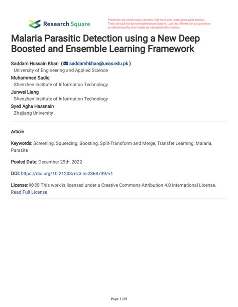 Pdf Malaria Parasitic Detection Using A New Deep Boosted And Ensemble Learning Framework