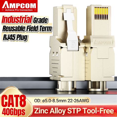 Ampcom Rj45 커넥터 모듈러 플러그 Cat6 Cat6a Cat7 Cat8 Stp 네트워크 툴리스 커넥터 이더넷 플러그