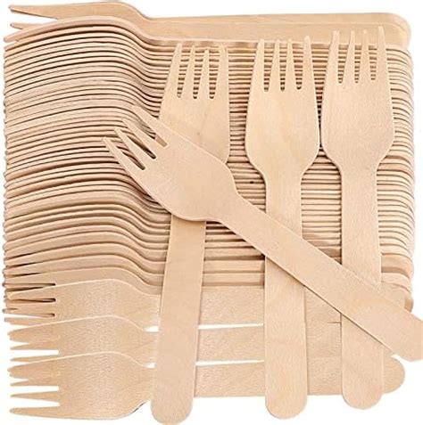 Amazon 100 Pack Disposable Wooden Forks 6 22 Length Compostable