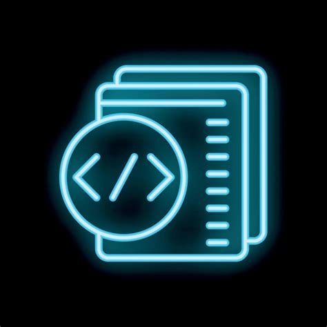 Neon Icon Of Programming Code File Showing Software Development