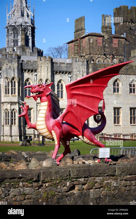 The Welsh Dragon Sculpture In The Grounds Of Cardiff Castle Cardiff