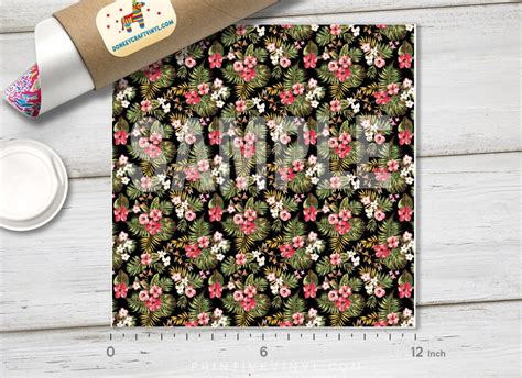 Tropical Flower Printed Htv Pattern Htv Pattern Vinyl Siser Etsy