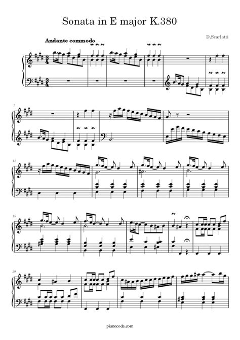 Sonata In E Major K 380 Free Pdf Sheet Music