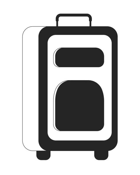 Travel Luggage Handle Flat Monochrome Isolated Vector Object Baggage Wheels Suitcase Standing