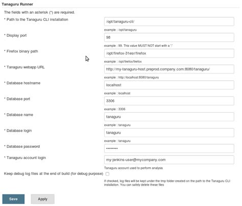 Configuration Tanaguru Jenkins Plugin