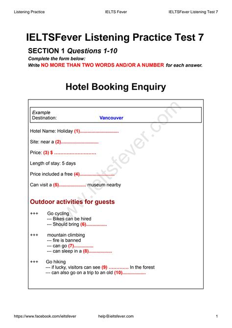 Solution Ielts Fever Listening Practice Test 7 Pdf Studypool